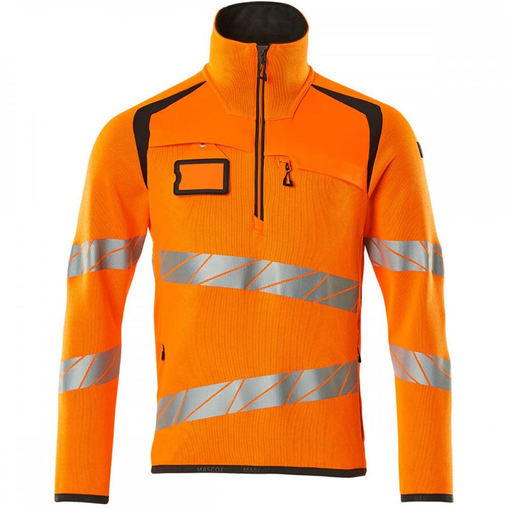 19005 Hi Vis Accelerate Safe Knitted Jumper with half zip – MI Supplies ...